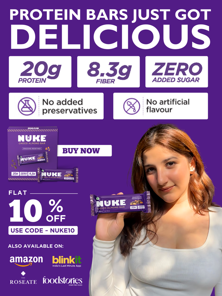NUKE Choco Almond Bars - 20g Protein, 8.3g Fiber, Zero Added Sugar