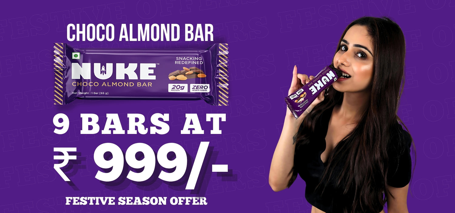 NUKE Choco Almond Bars - 20g Protein, 8.3g Fiber, Zero Added Sugar