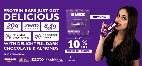NUKE Choco Almond Bars - 20g Protein, 8.3g Fiber, Zero Added Sugar